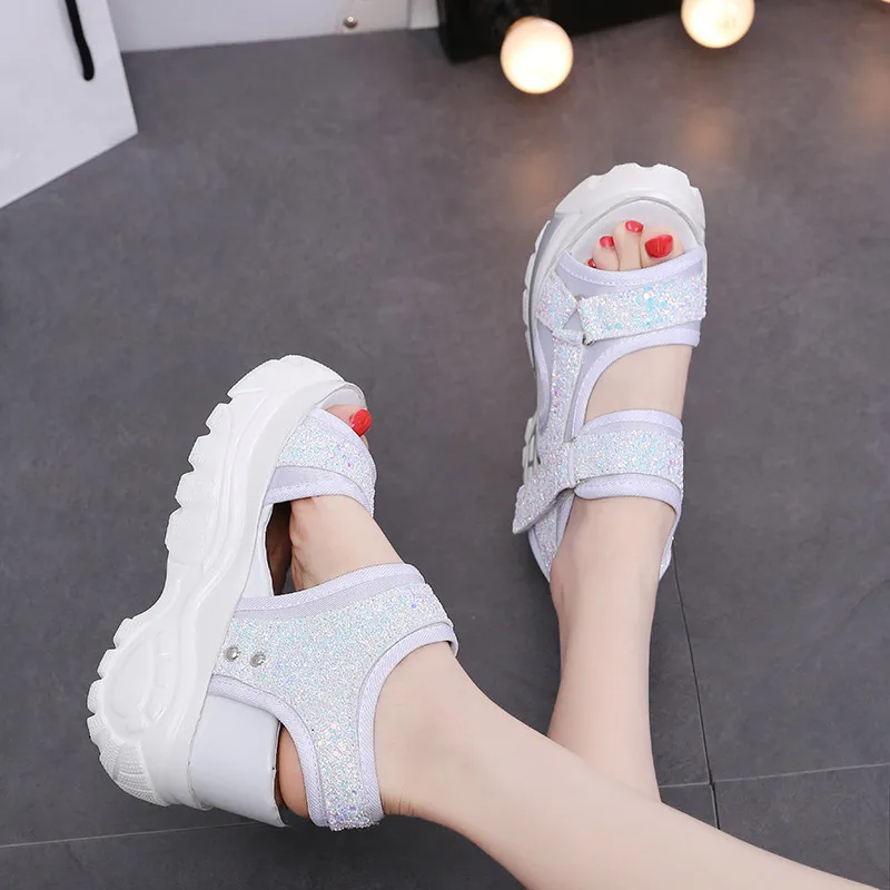 10CM High Heels Gladiator Sandals Woman Wedges High Platform Sandal ...