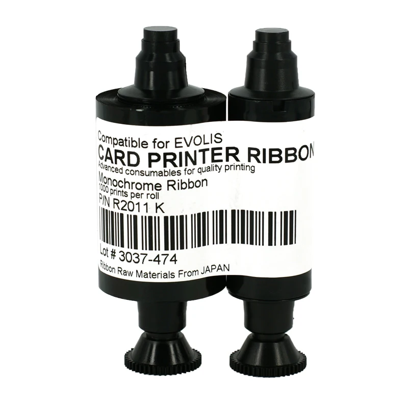 10 Rolls Black Monochrome Ribbon R2011 1000 Prints For Evolis Pebble4 ...