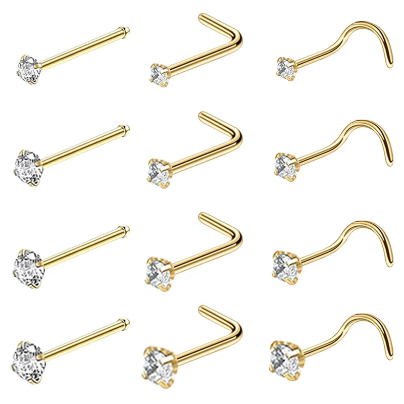 Multi-Styles-Stainless-Steel-Sexy-Cubic-Zircon-Nose-Stud-Nose-Stud ...