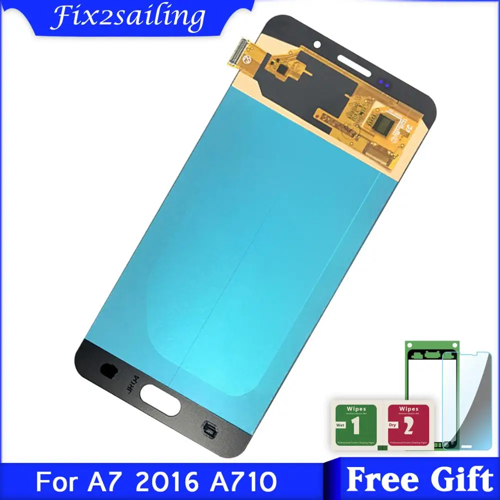 Pantalla LCD Super AMOLED de 5,5 pulgadas para SAMSUNG Galaxy A7 2016, repuesto de digitalizador ...