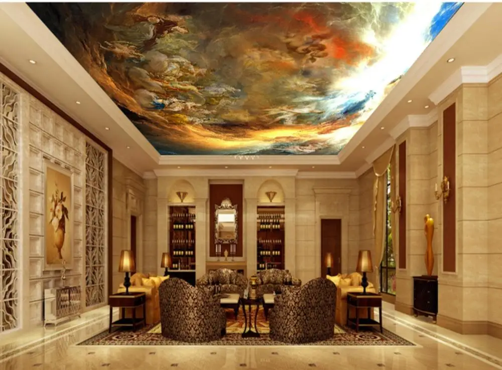 Custom 3d Photo Wallpaper Ceilings Beautiful Angel Sky Cloud European ...