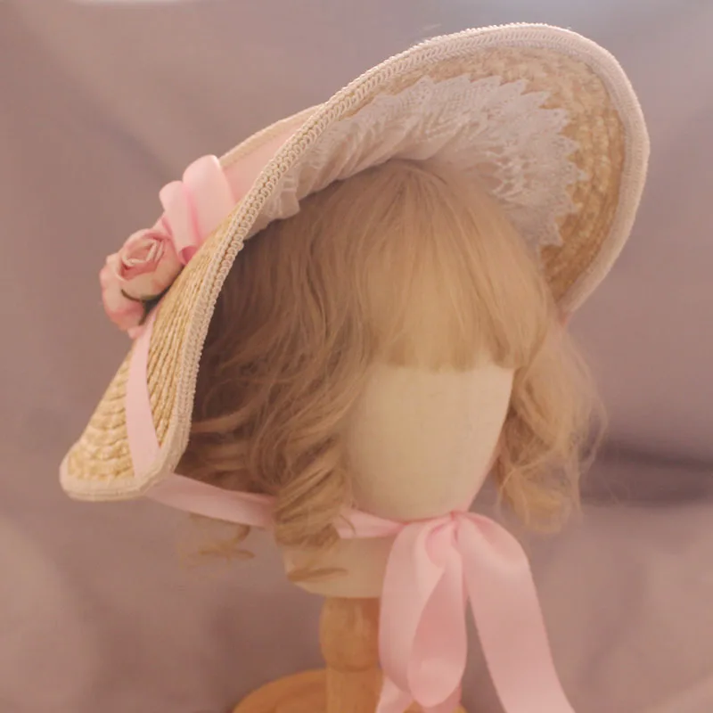 Vintage-French-Victorian-Sweet-Elegant-Lolita-Wheat-straw-Flat-Top-Hat ...