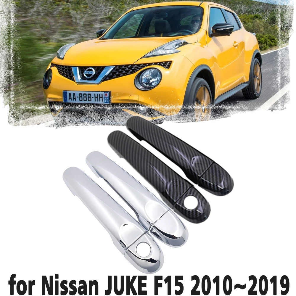 Black-Carbon-Fiber-handle-Or-Chrome-Side-Door-Cover-Trim-Set-for-Nissan ...