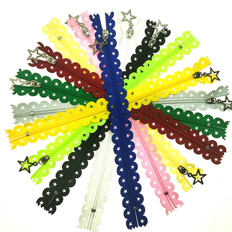 50pcs-lot-20cm-25CM-stars-lace-zippers-for-clothing-decorative-zipper ...