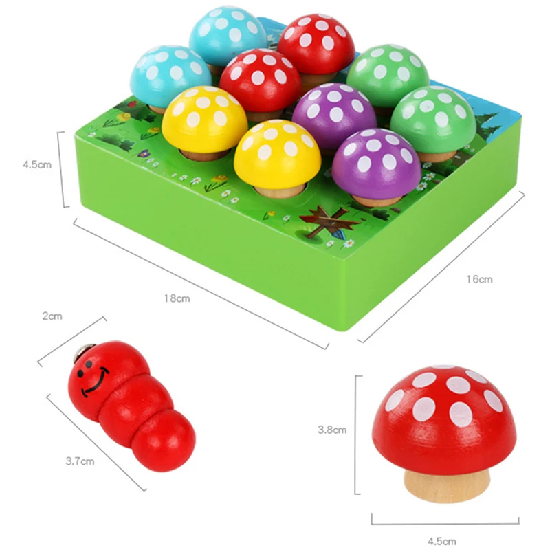 Magnetic Fishing Mushroom Forest Insects Catch Kids Toys Wooden Magnets ...
