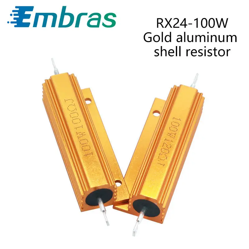 Gold aluminum shell high power resistor RX24 100W 1 2 3 5 10 20 50 100 ...