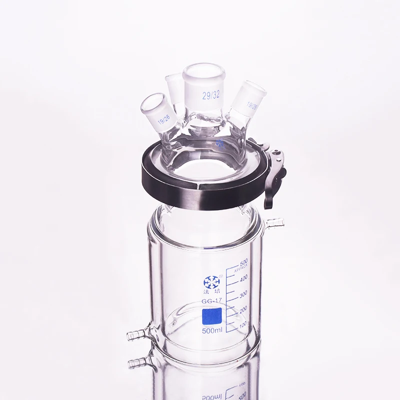 Double-layer-cylindrical-flat-bottom-open-reactor-bottle-500ml-100mm ...