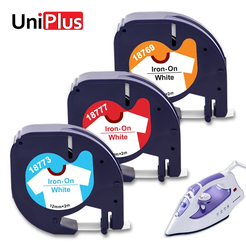 UniPlus Fabric Label Tape Iron on Cloth Compatible DYMO Letratag 18771 ...