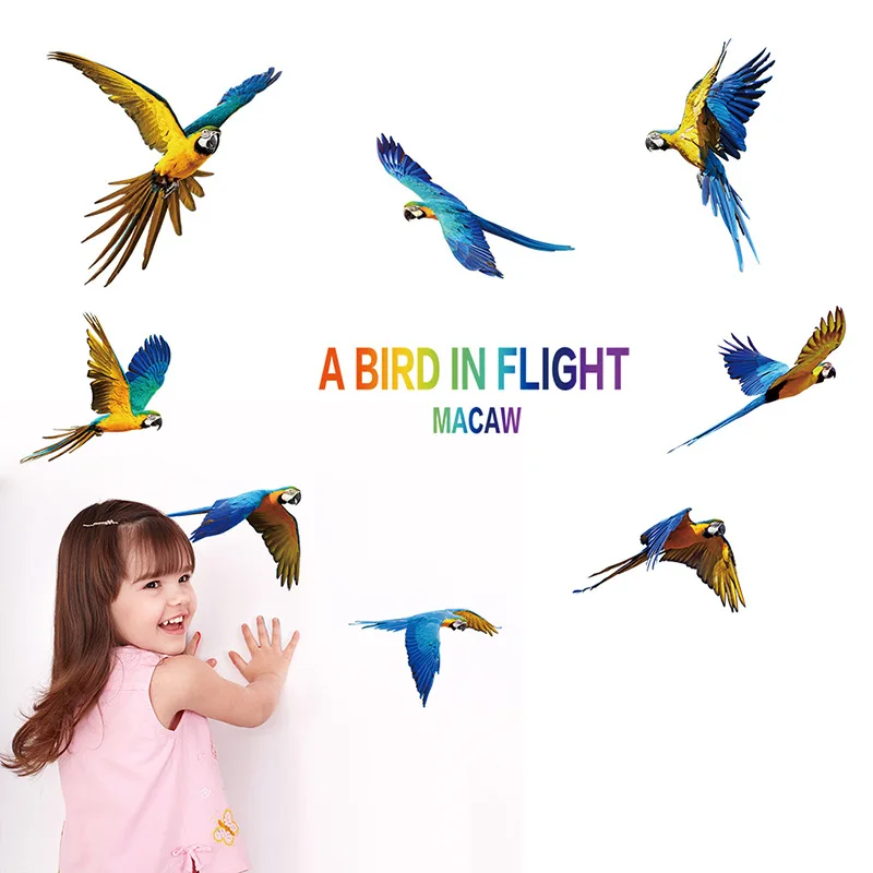 Bunte Papagei Vögel Wand Aufkleber Ara Elster Hause Dekoration Wand ...