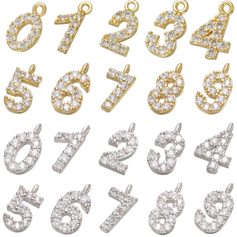Zhukou 5x10mm Gold Color Arabic Number Pendant/number Charms For Women ...