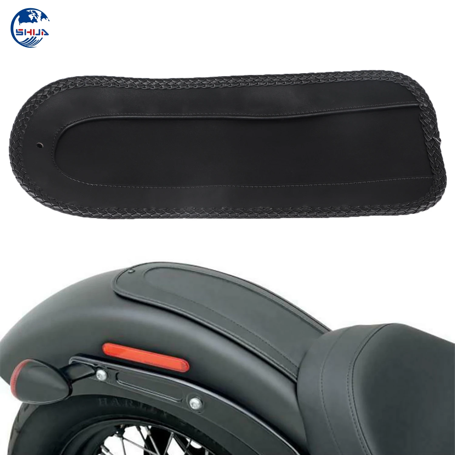 Black-PU-Leather-Rear-Fender-Bib-Solo-Seat-For-Harley-Dyna-FXLR-Electra ...