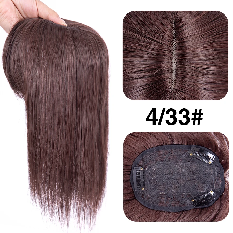 Synthetic clip on hair topper wig with bangs (Brand - Leeons) - Hair.lk