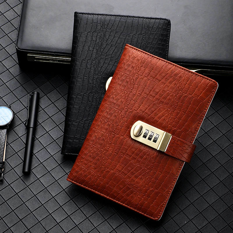 Luxury-A5-Diary-with-Heart-Lock-Crocodile-Pattern-PU-Leather-Notebook ...