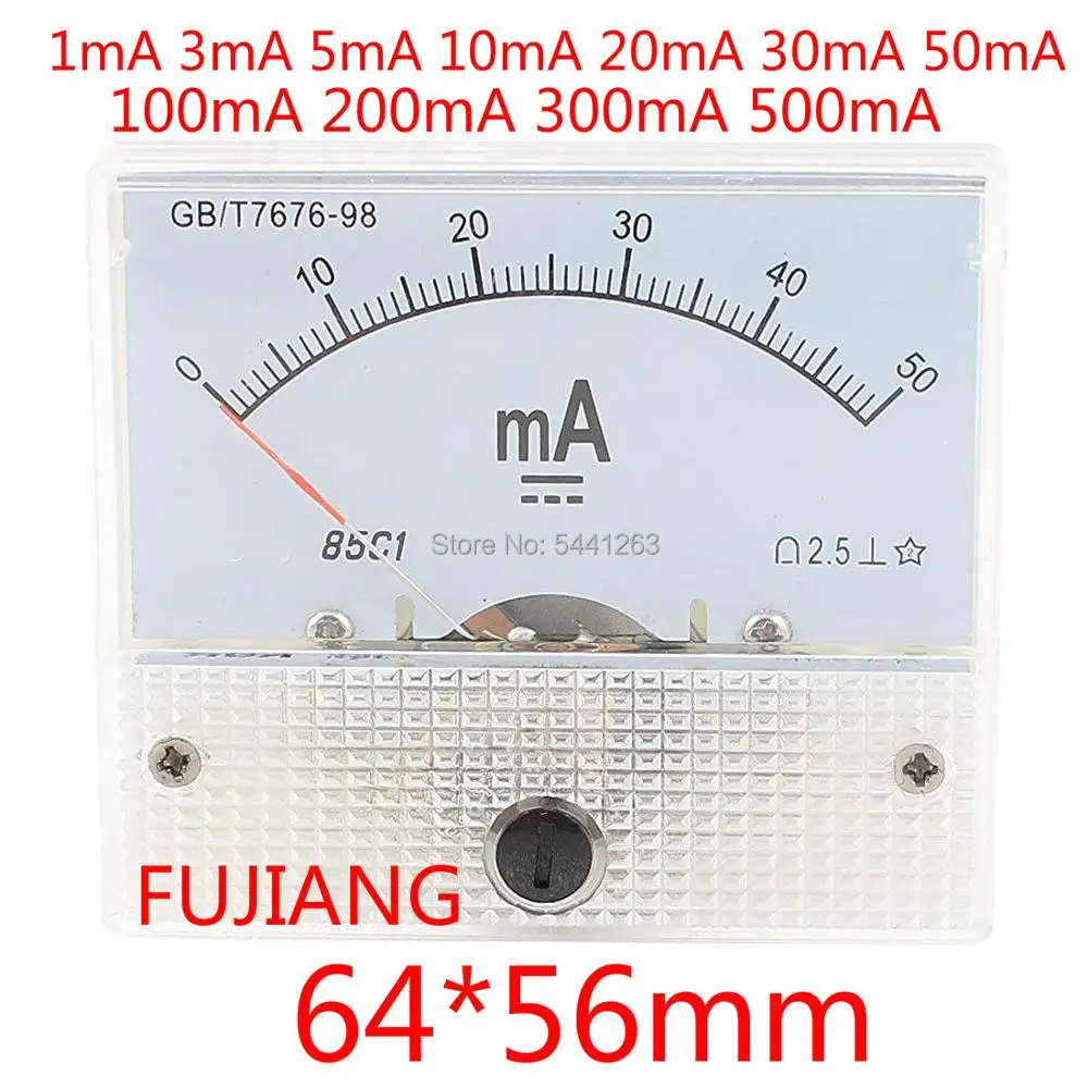 85C1-Analog-Current-Panel-Meter-DC-1mA-20mA-30mA-50mA-100mA-200mA-500mA ...