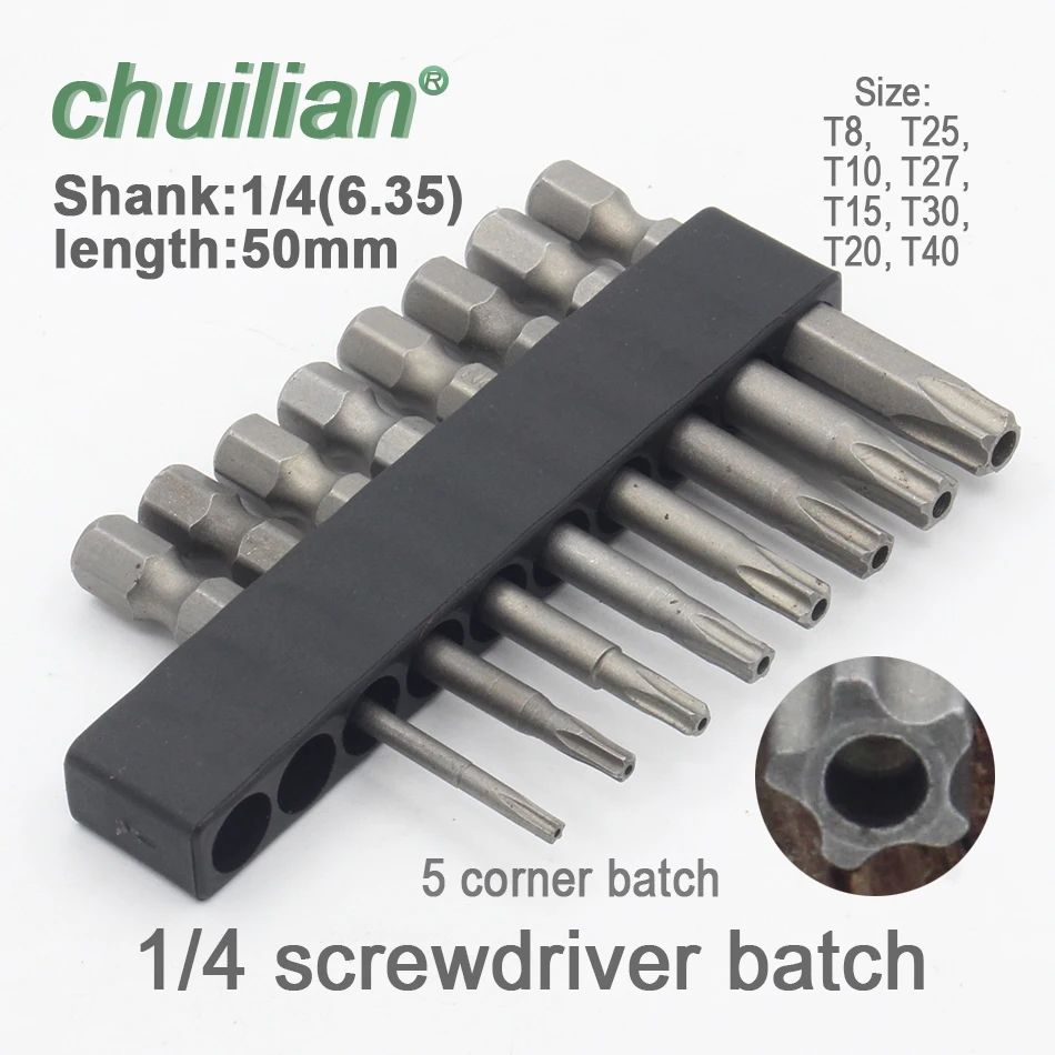 1/4 Inch Magnetic Pentacle Star Head Screwdriver Bits Pentalobe ...