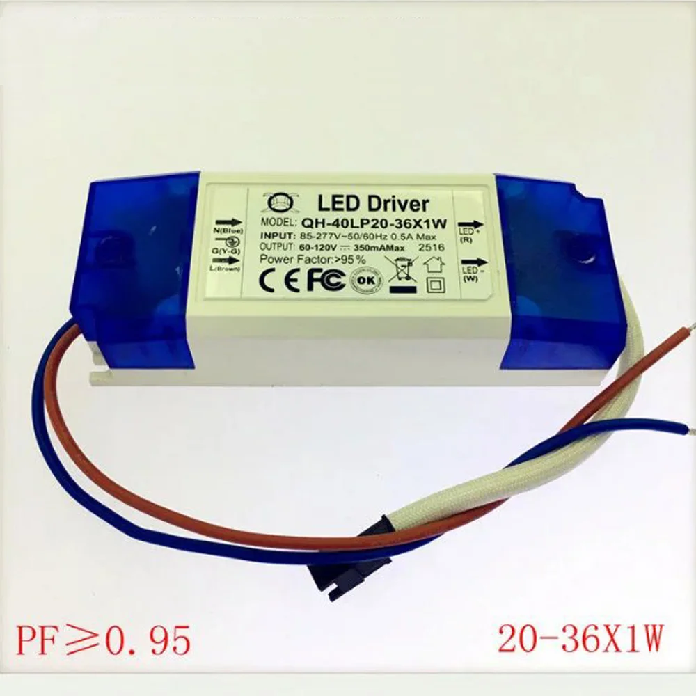 AC85-277V LED Driver 4-36x1W 350mA DC12-120V LED Power Supply Constant ...