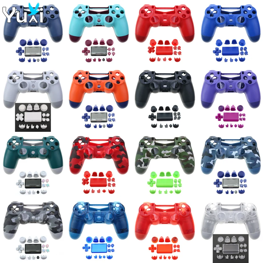 YuXi carcasa frontal y trasera para mando de PS4, Kit de botones L1, L2 ...