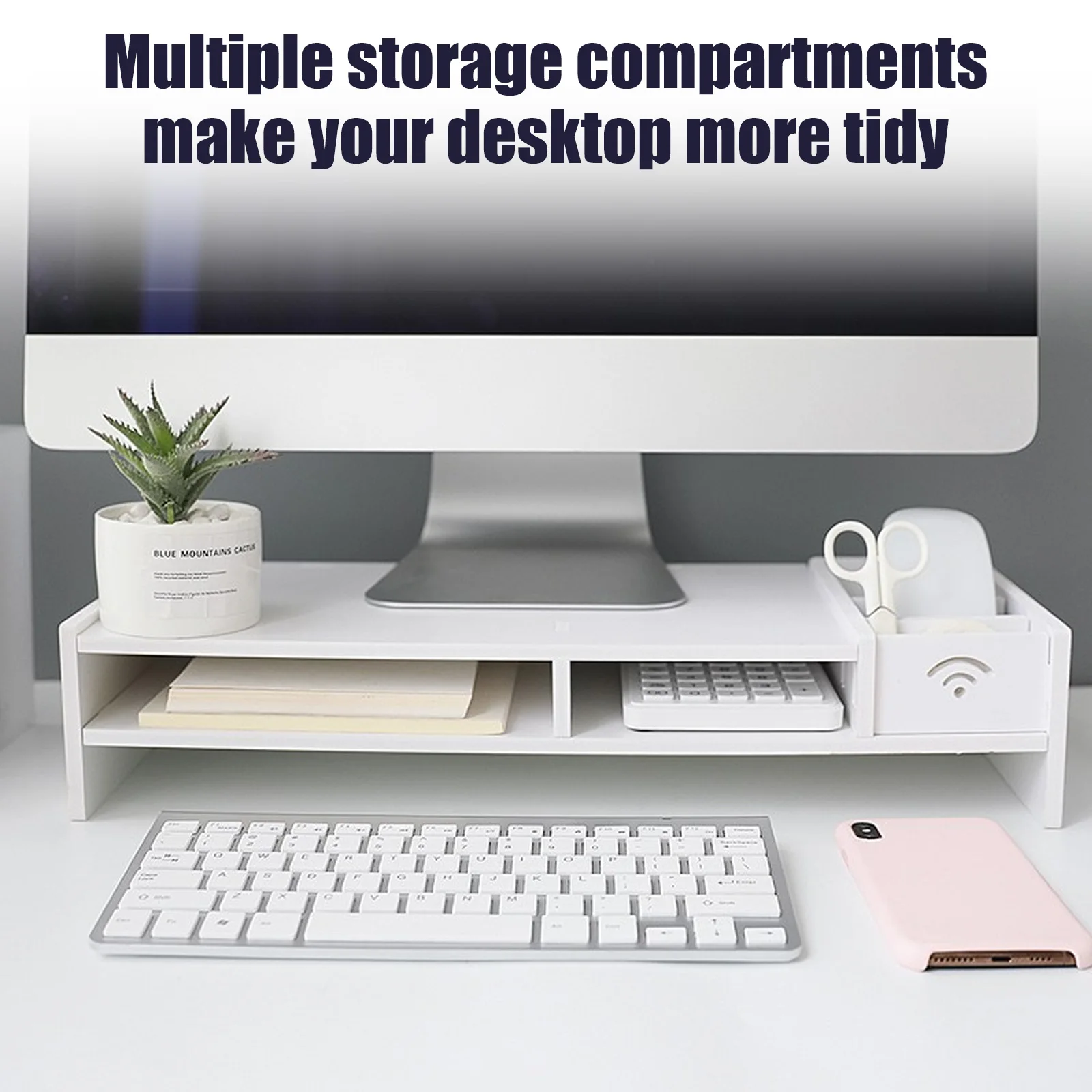 Besegad PC Computer Monitor Stand Riser Laptop Holder Wooden Desk ...