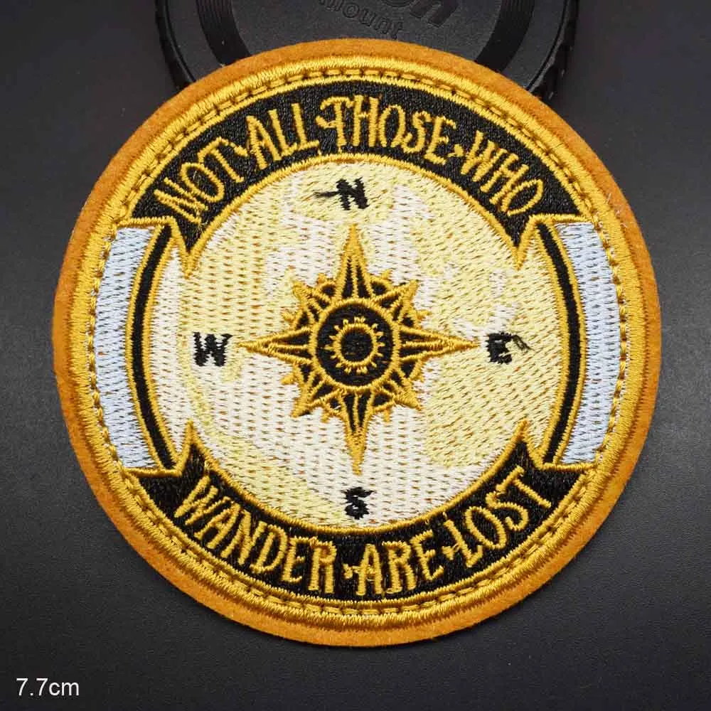 Outdoor Theme Compass Not Lost Iron On Embroidered Cloth Clothes Patch ...