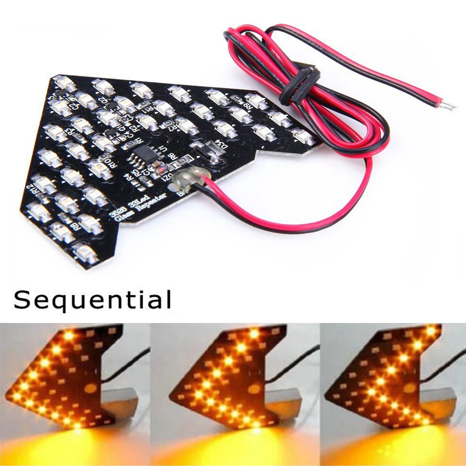 1PC Universal Fit Ultra Slim Sequential Flashing 33-SMD-1210 Auto LED ...