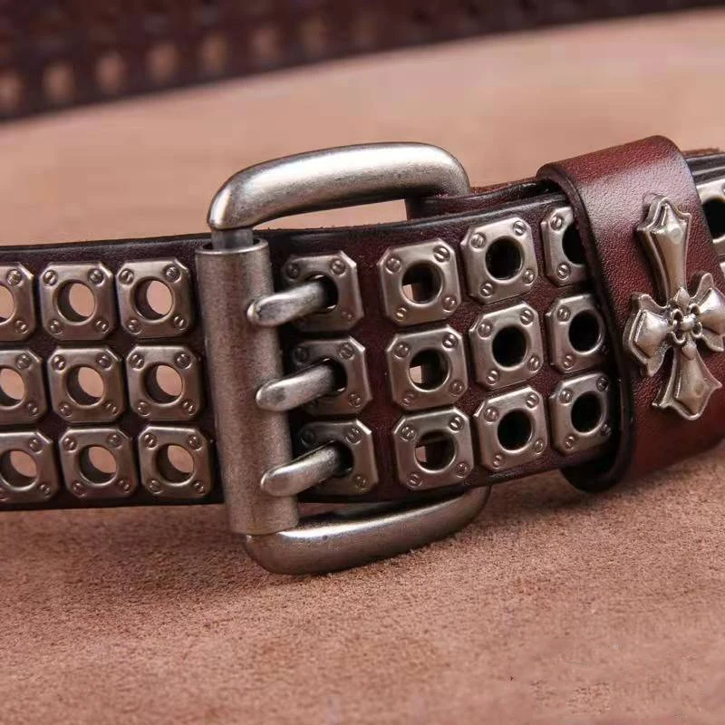 Studded Heavy Metal Style Belt Handmade Leather Pank Rock Style Men's ...