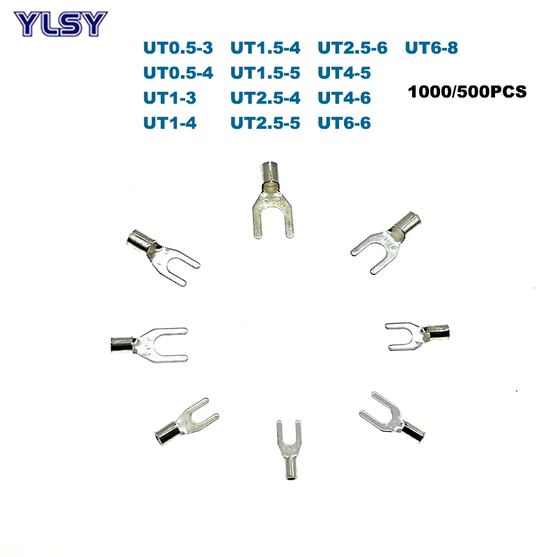 1000-500Pcs-Non-insulated-Fork-Terminales-Electric-Naked-Crimp-Terminal ...