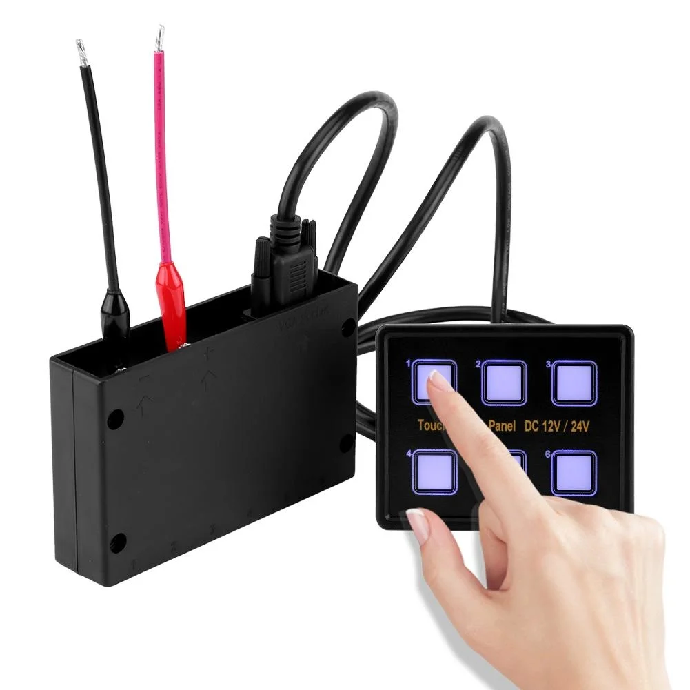 1 Set 12V / 24V 6 Gang Switch Panel Touch Screen Control Panel Box LED ...
