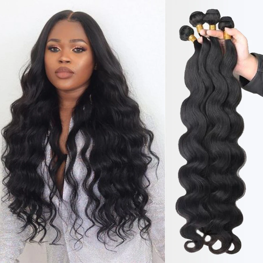 Body Wave bundles human hair Brazilian Natural Black Hair Weave 4 Remy ...
