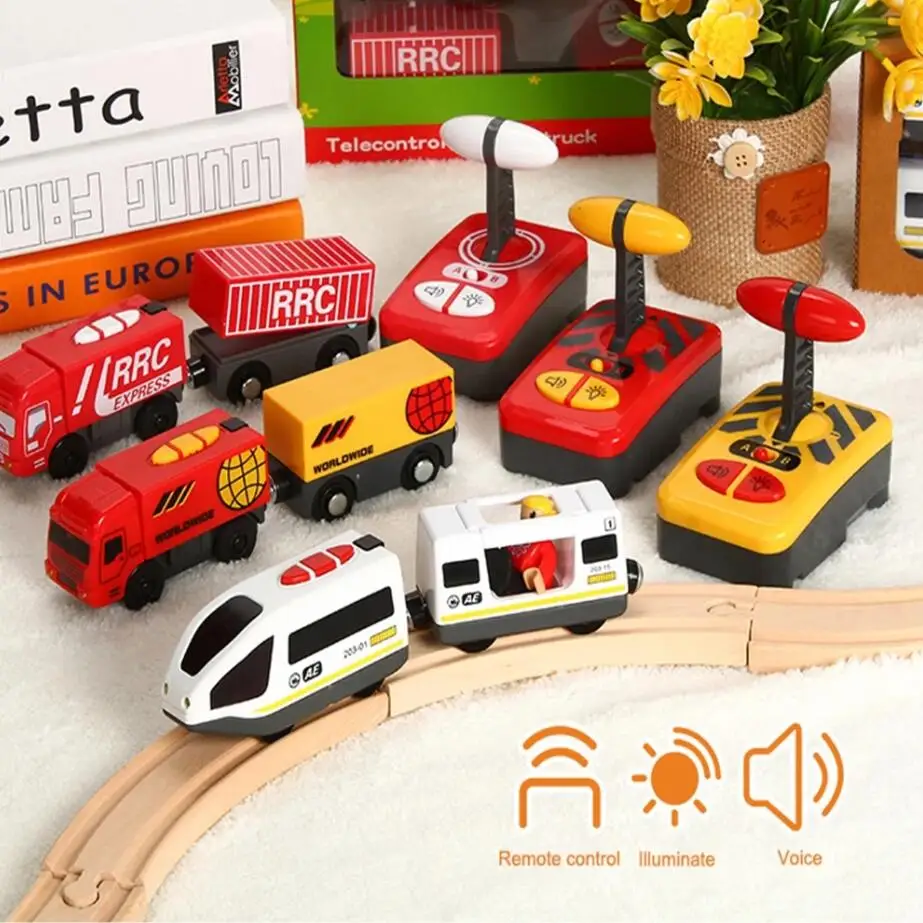 Remote Control RC Train Set Small Wooden Train Toy Accessories ...