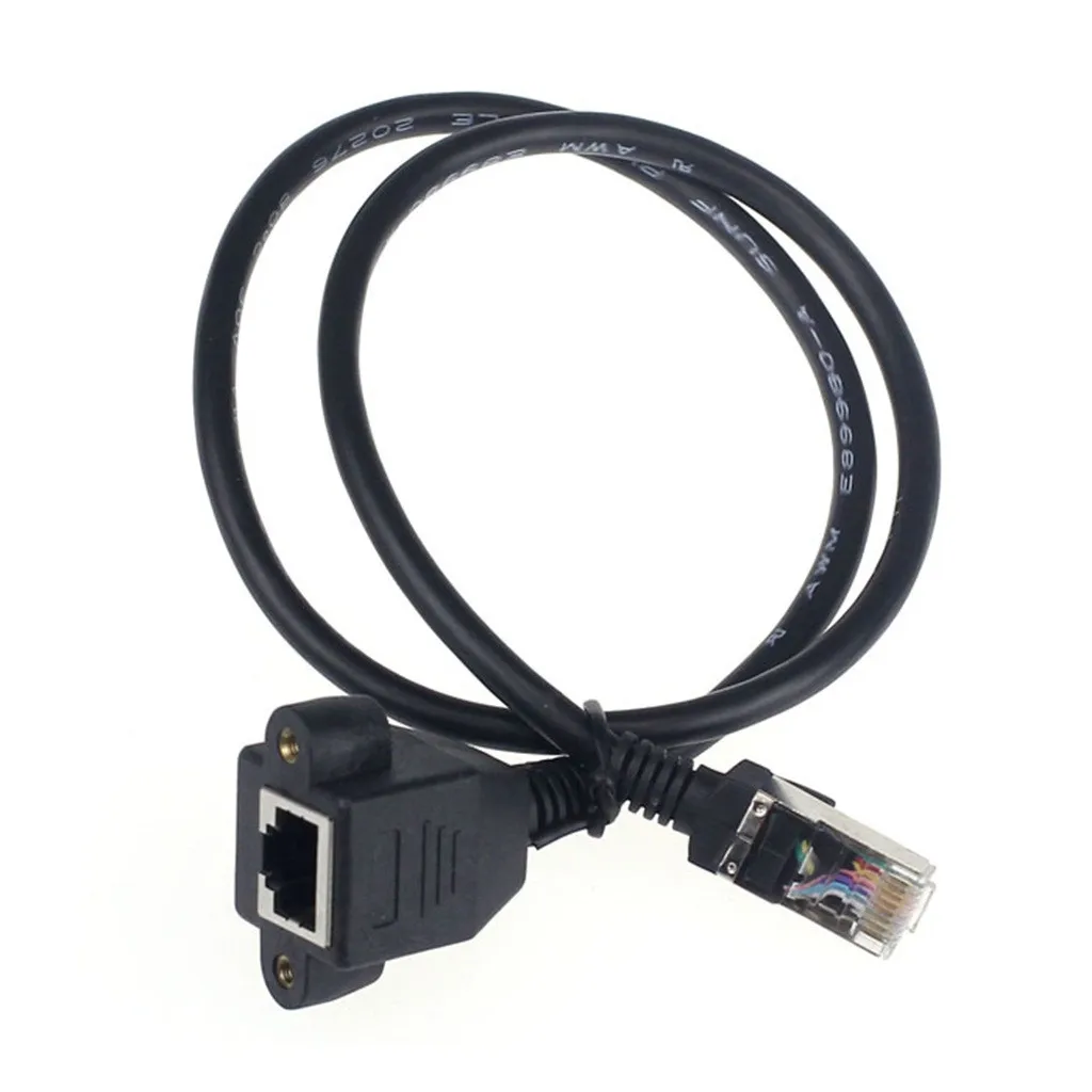 Ouhaobin 60cm RJ45 Cable Male to Female Screw Panel Mount Ethernet LAN ...