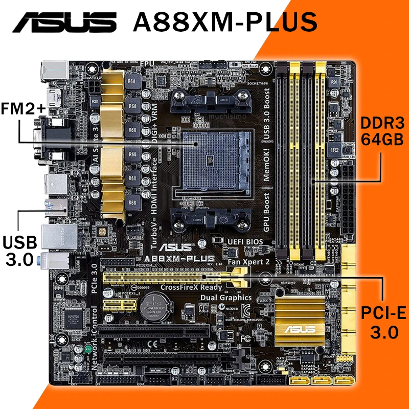 Socket Fm2/fm2+ Asus A88xm-plus Fm2/fm2+ Motherboard Ddr3 Amd A10/a8/a6 ...