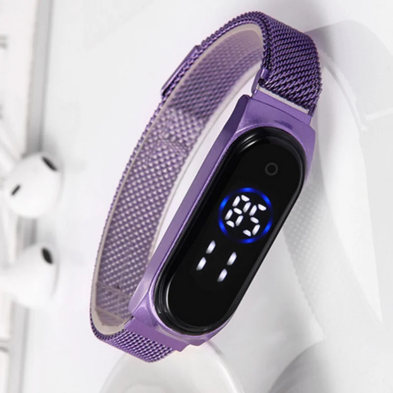Student Watch Women Touch Screen LED Watches Boy Gold Magnetic Mesh ...