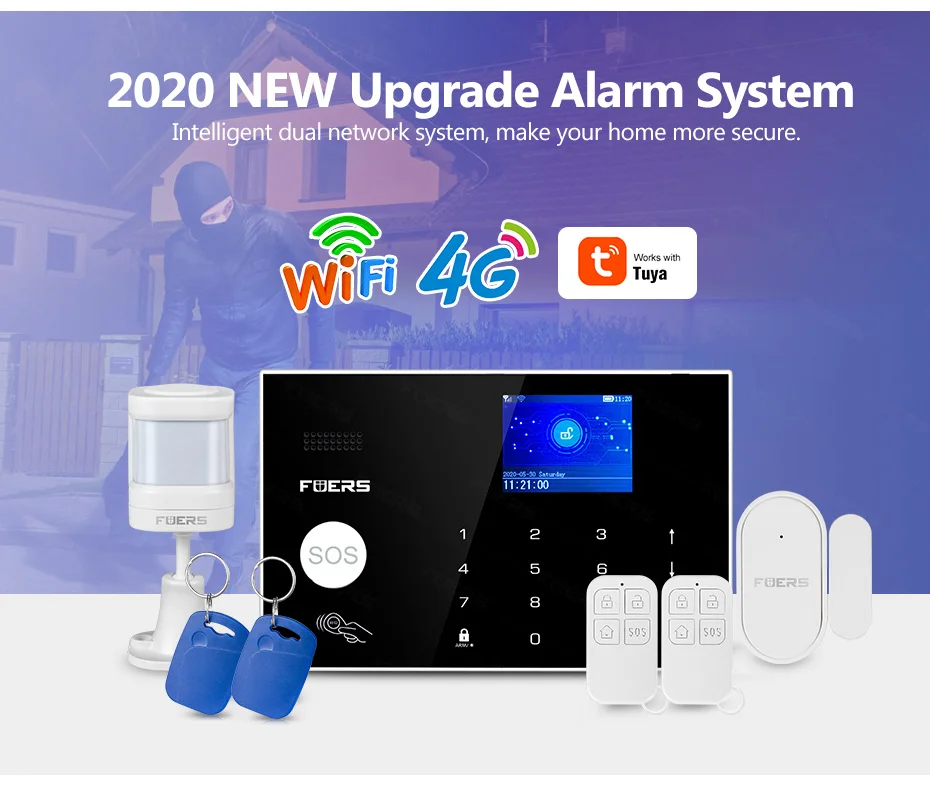 Fuers 4G GSM WIFI Alexa Tuya Smart Home Security Alarm system Kits ...