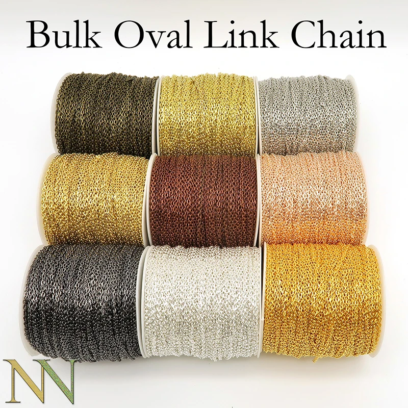 100 Meters Bulk Chain by the Yard, Gold Silver Plated Bronze Copper ...