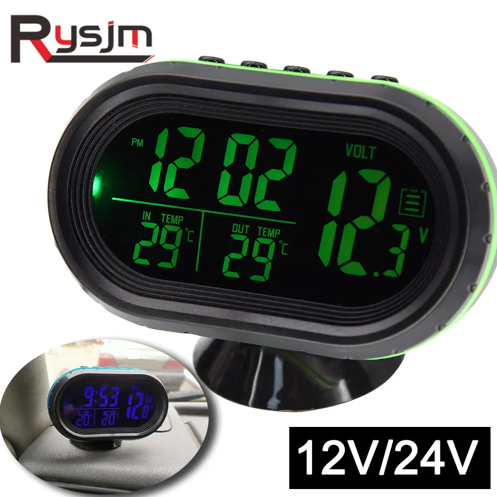 4 IN 1 Digital Voltmeter 12V 24V Multi function Car Temperature Clock ...