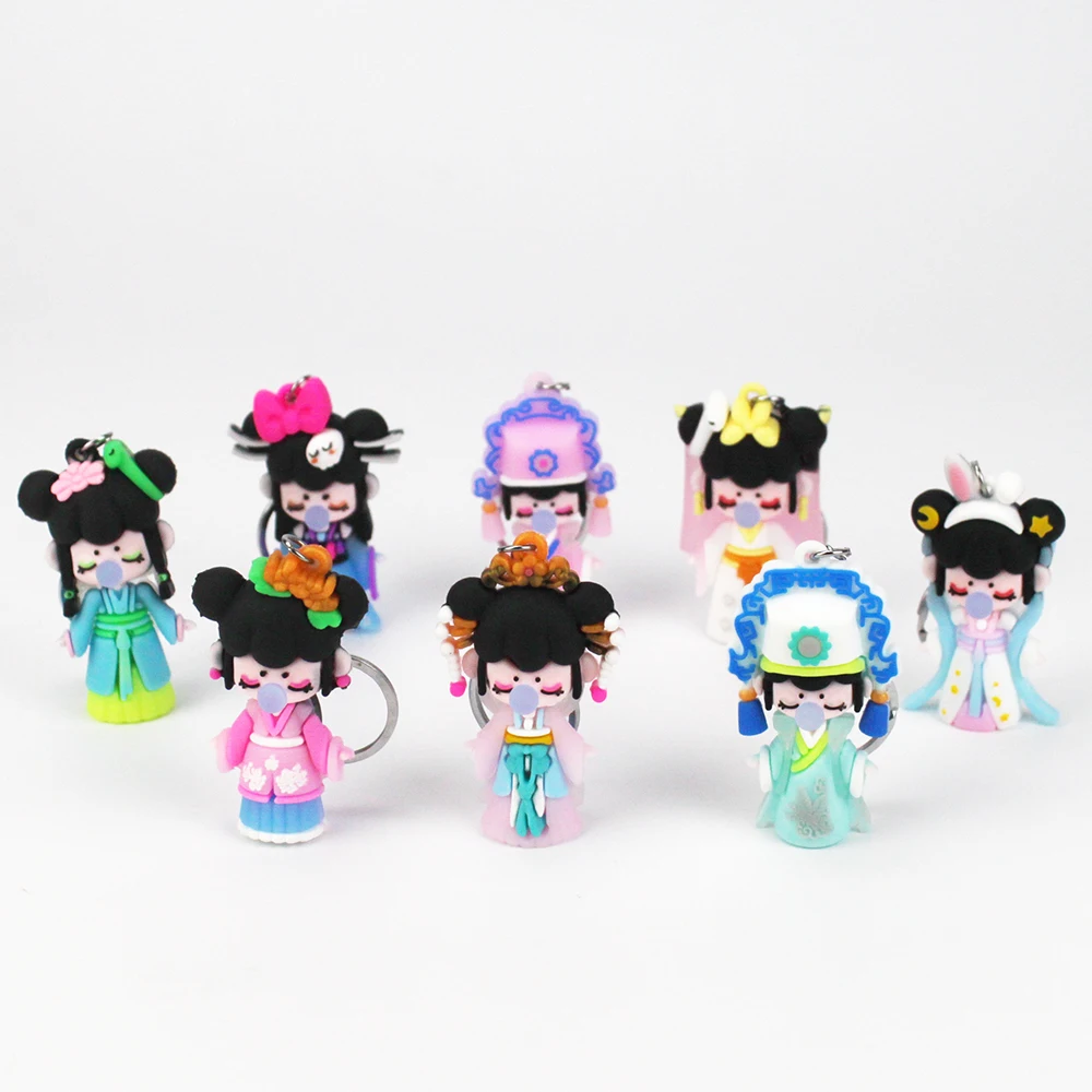 POP Girl Keychain Blind Box Cute Ancient Girl Figurine Doll Key Ring ...