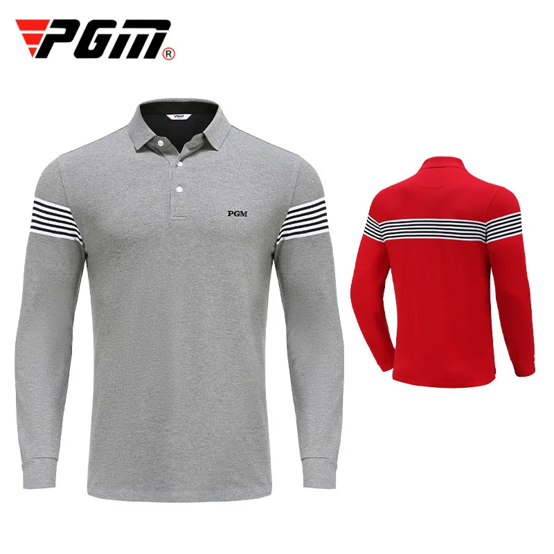 PGM 2021 Autumn Winter Golf Clothing Men's Long sleeved Color Matching T shirt Polo Shirt|Golf ...