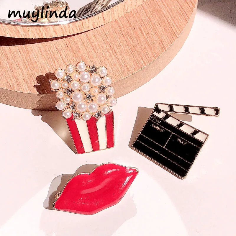 Muylinda Popcorn Red Lip Enamel Brooch Pin Badge Bag Buckle Pins ...