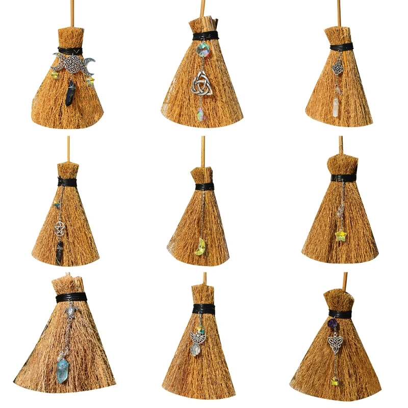 Halloween-Decorations-Mini-Broom-Straw-Witch-Brooms-with-Hanging ...