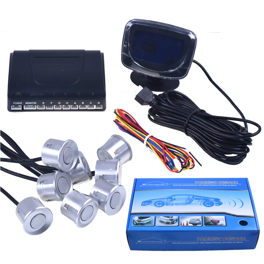 LCD display car parking sensor 8 sensors parktronic electromagnetic ...
