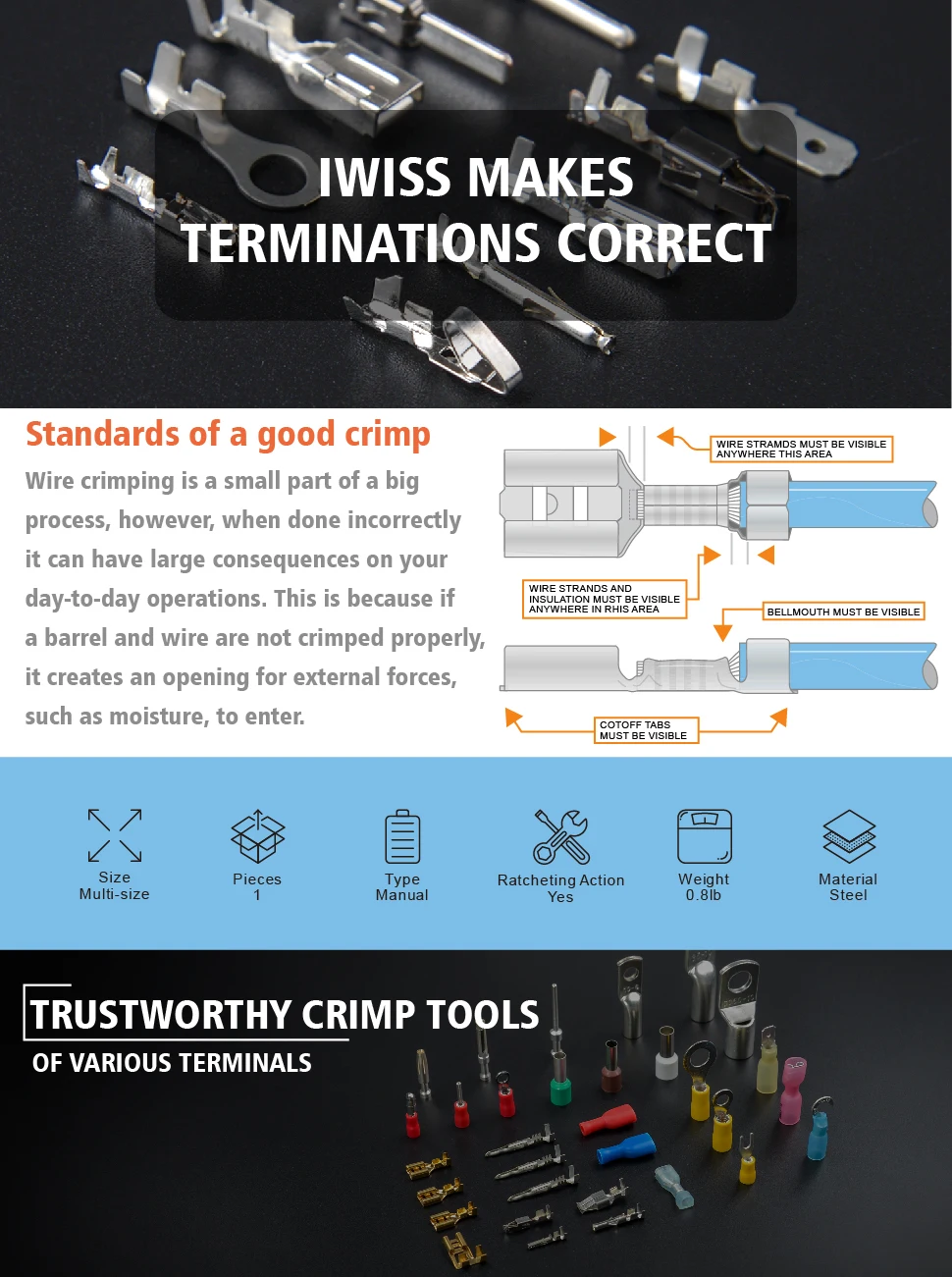 Pince outil,Iviss-pince à sertir à cliquet, outils de sertissage manuel, SN-28B-SN-48B-SN-01BM ...