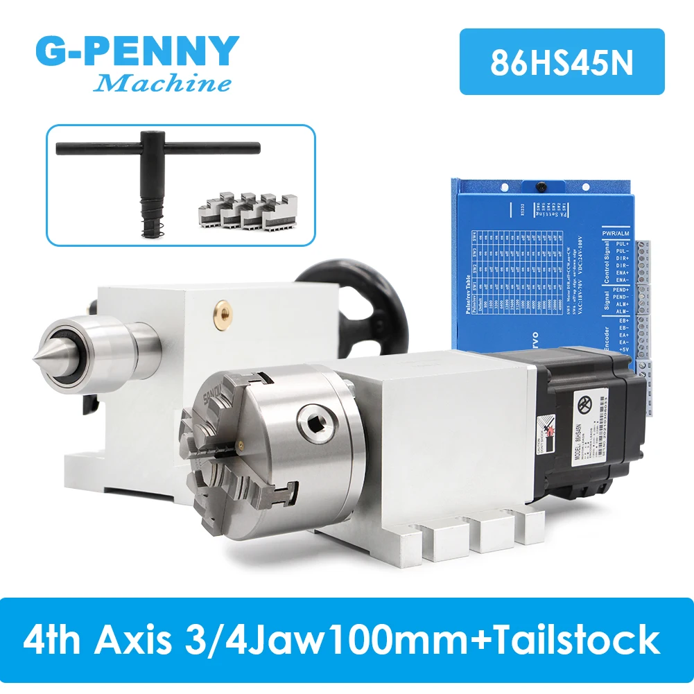 NEW! 4th Axis 3/4Jaw 100mm CNC dividing head/Rotation Axis/A axis kit ...