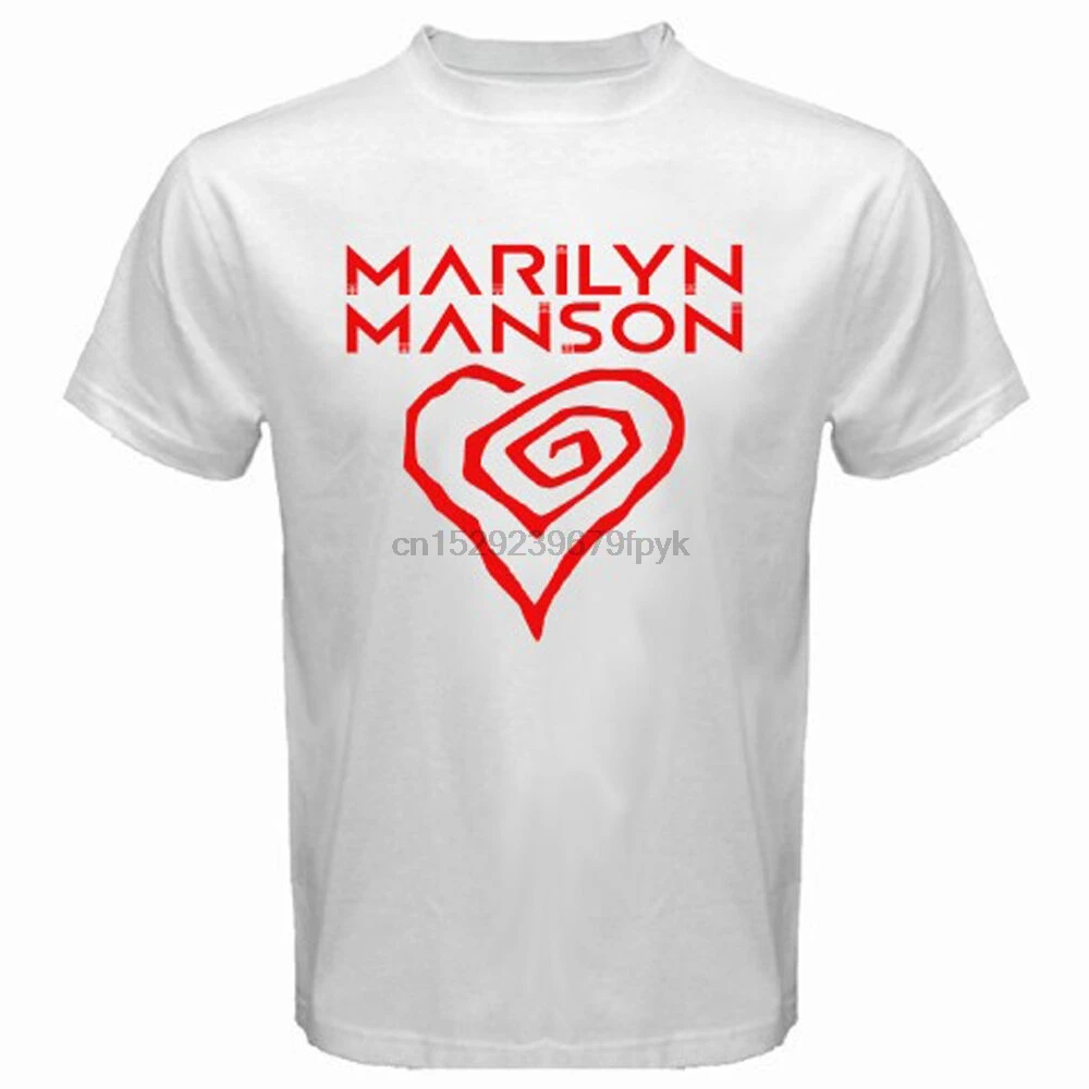 Camiseta blanca para hombre, con Logo de corazón de Marilyn Manson ...