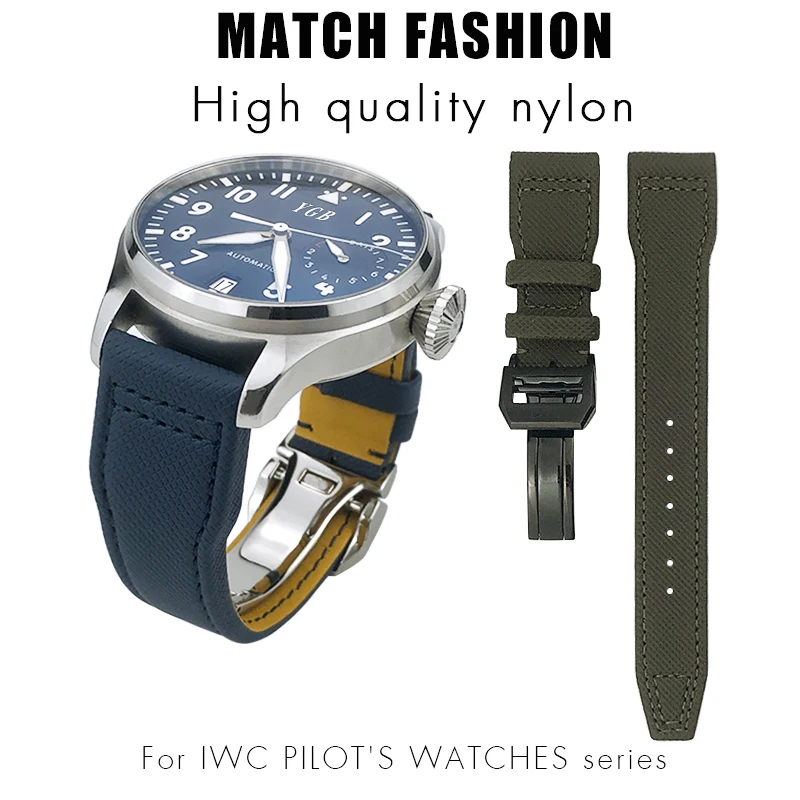 Nylon Leather Watchband 20mm 21mm 22mm Fit for IWC Le Petit Prince Big Pilot TOP GUN IW3777 ...