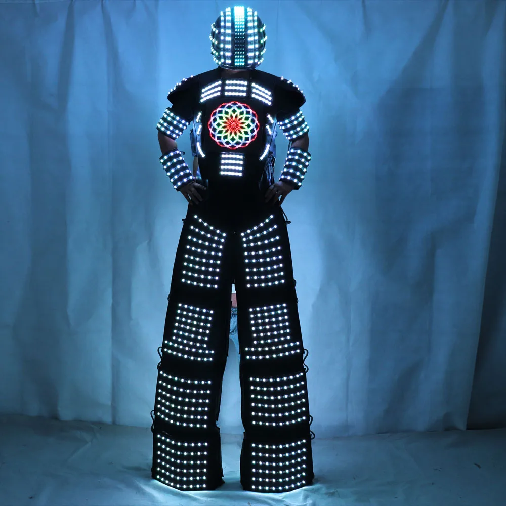 Disfraz de Robot con luz LED, Traje de andador con zancos LED, chaqueta ...
