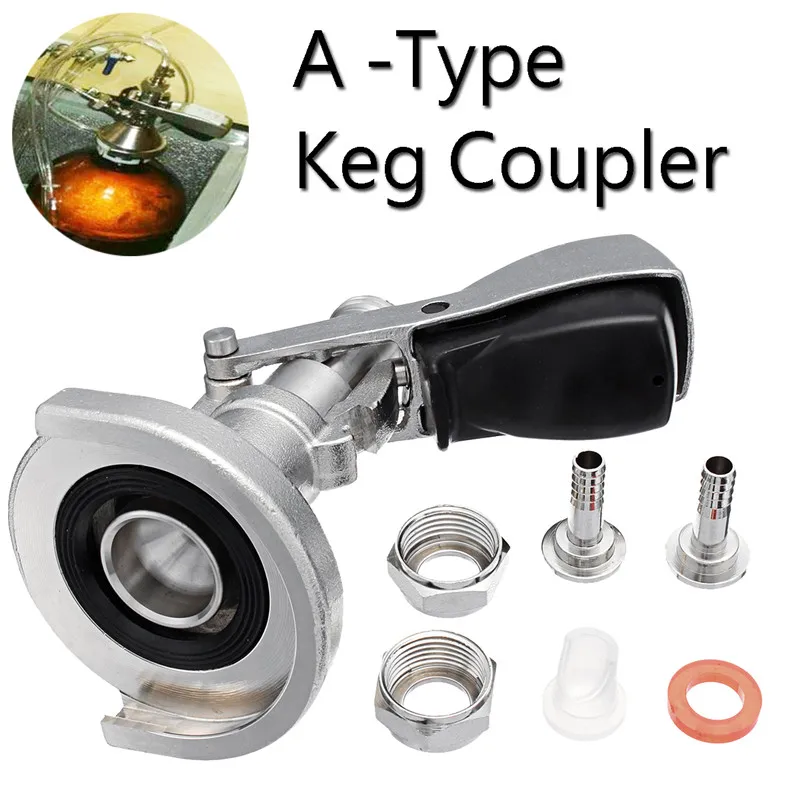 Stainless-Steel-A-type-Keg-Coupler-Draft-Beer-Dispenser-For-Home-Brew ...