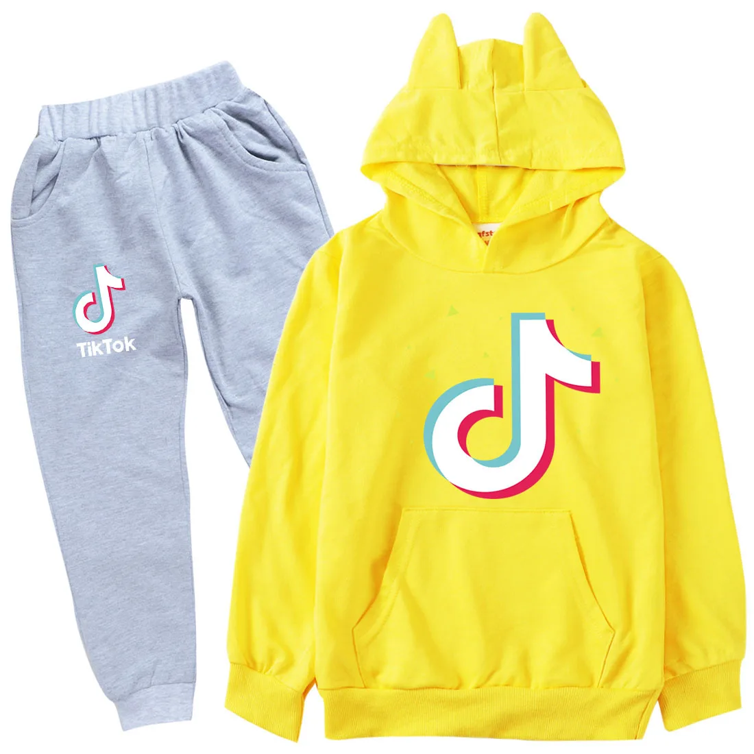 TIK TOK Kids Tracksuit Girls Clothes Set Hoodies and Pants Children ...