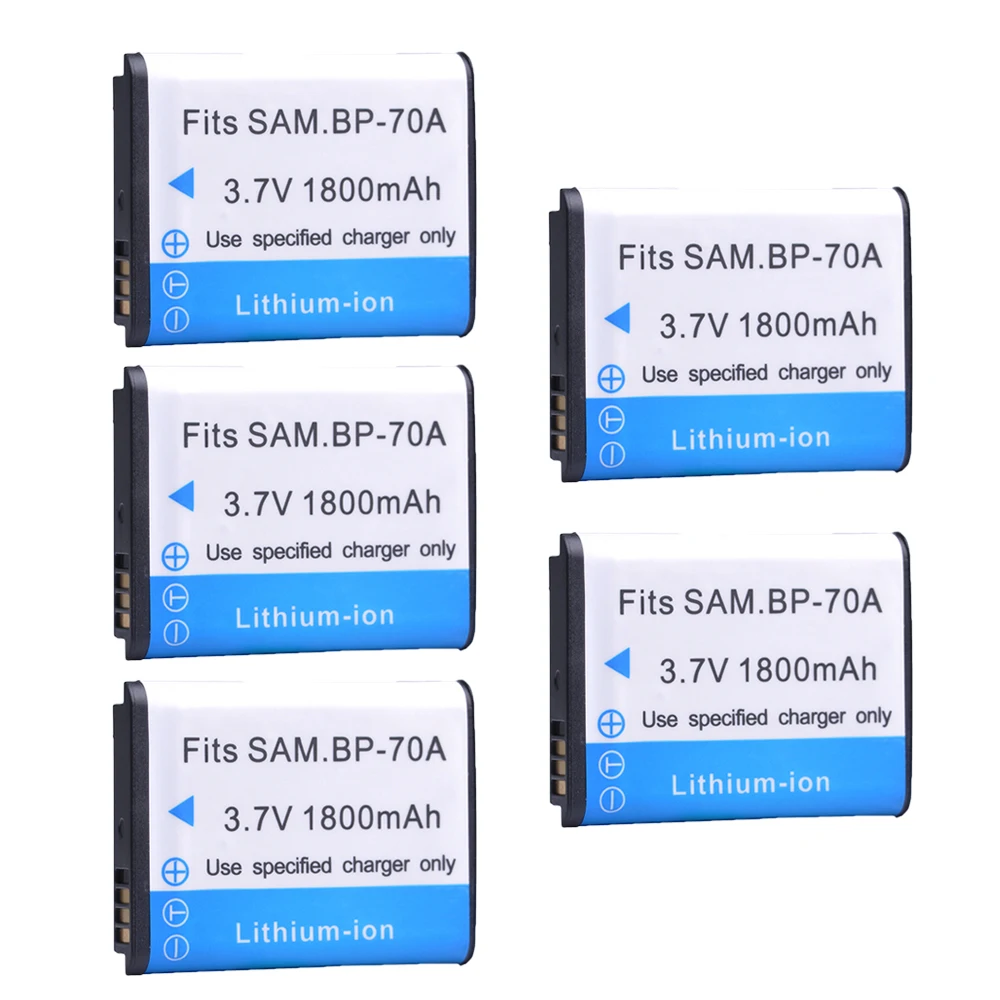 5pc 1800mah Bp 70a Bp-70a Bp70a Rechargeable Camera Battery For Samsung ...