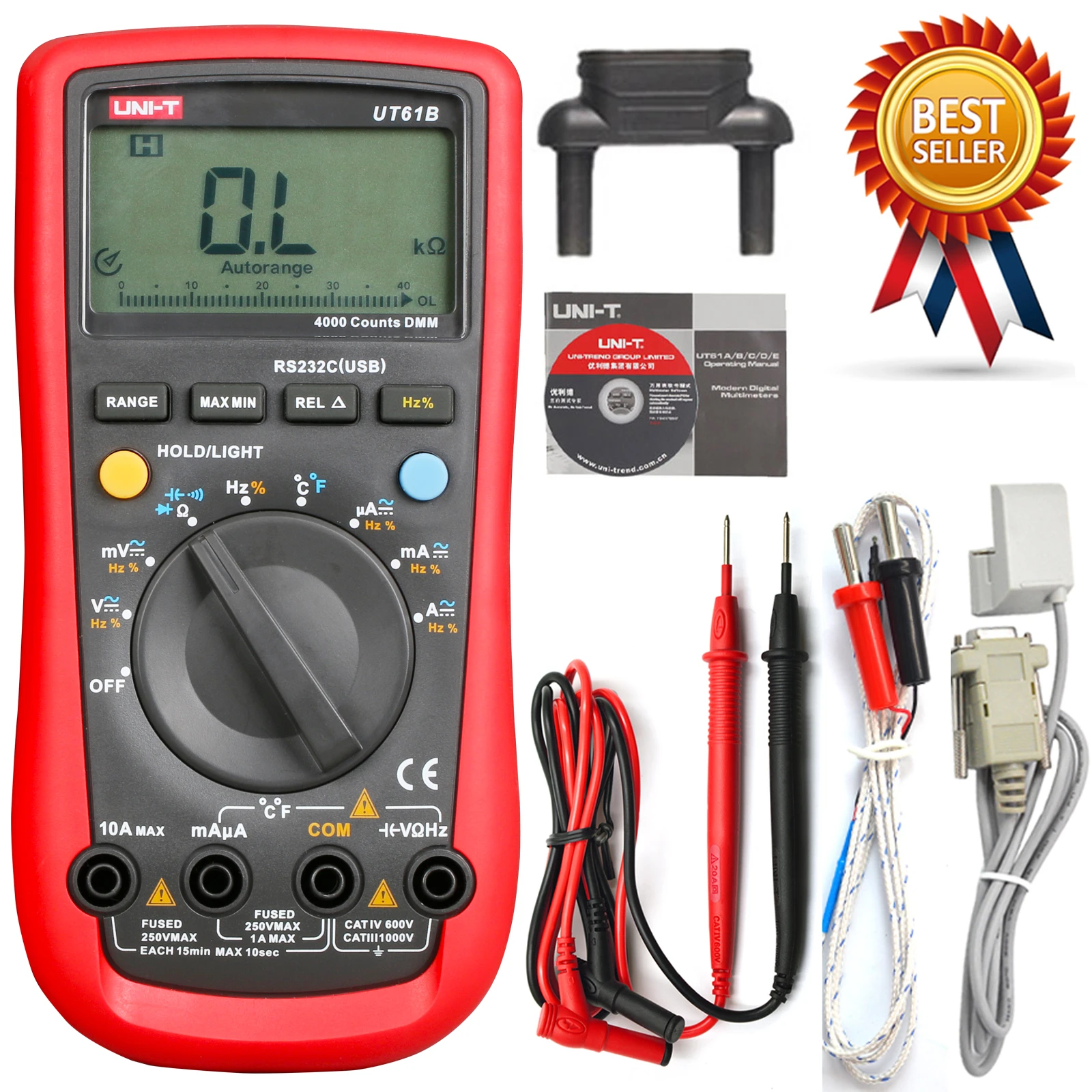 UNI T UT61B DMM Digital Multimeters 3999 Count Auto Range USB PC ...