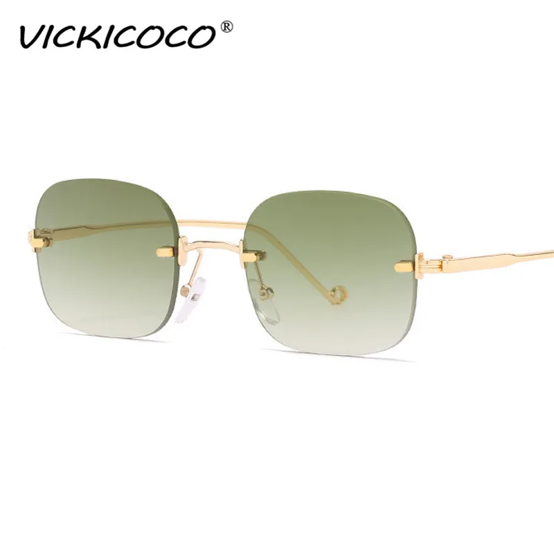 2021 New Luxury Brand Alloy Rimless Square Sunglasses For Women Vintage ...